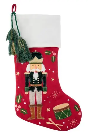 STEPHEN JOSEPH Embroidered Holiday Stocking Red Nutcracker