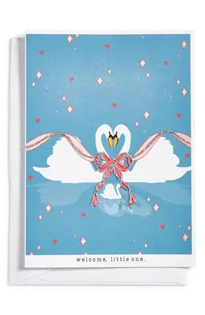 VERRIER Swans Greeting Card - Blue Multi
