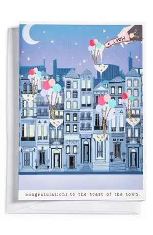 VERRIER Congratulations Toast Greeting Card - Blue Multi