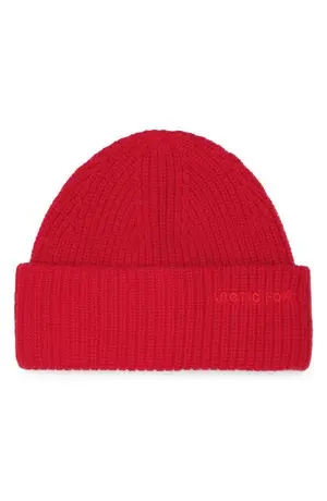 ARCTIC FOX & CO Embroidered Merino Wool Beanie - Flame Red