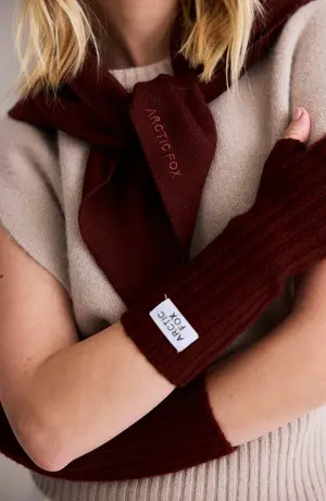 ARCTIC FOX & CO Merino Wool Fingerless Gloves - Dark Walnut Brown