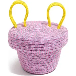 UGLY RUGLY Mini Lidded Storage Basket - Pink Blue Stripe/yellow
