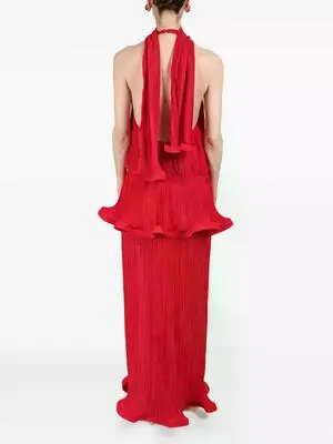 ROWEN ROSE Plunging-neck Pleated Gown