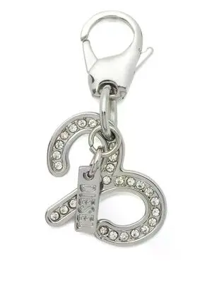 Diesel Aries Crystal Charm Keyring - Silver
