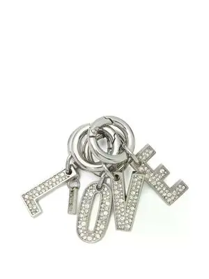 Diesel Rhinestone Charm Keyring - Silver