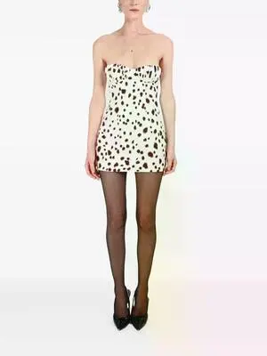 ROWEN ROSE Dalmatian-pattern Strapless Dress