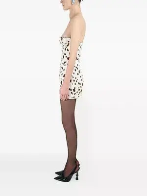 ROWEN ROSE Dalmatian-pattern Strapless Dress