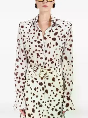 ROWEN ROSE Dalmatian-pattern Long-sleeve Shirt