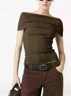 Stella McCartney Off-shoulder Ribbed Wool Top