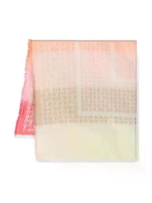 Liu Jo Frayed-edge Monogram-jacquard Scarf - Pink