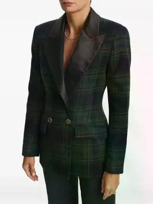 CUANNA Plaid-pattern Double-breasted Blazer