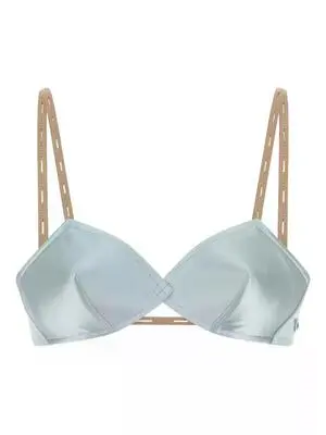 Miu Miu Logo-patch Satin Bra - Blue