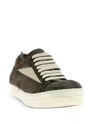 Rick Owens Leather Fur-appliqué Sneakers