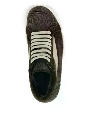 Rick Owens Leather Fur-appliqué Sneakers