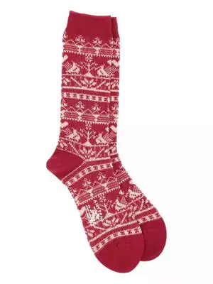 ANTIPAST Fair Isle-knit Ankle Socks - Red
