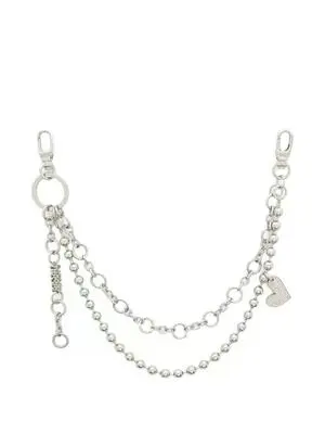DIESEL Heart Charm Chain Keyring - Silver