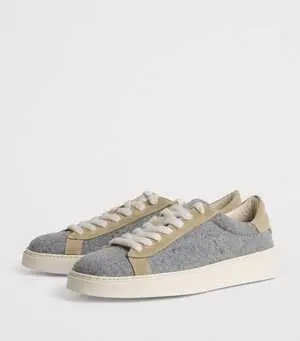 Eleventy Wool Suede-trim Sneakers