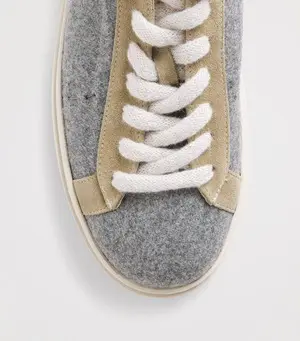 Eleventy Wool Suede-trim Sneakers