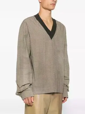 Nanushka Checked V-neck Top