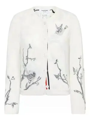 THOM BROWNE Scenic Birds Intarsia Cashmere Cardigan