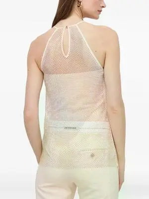 Patrizia Pepe Crystal-embellished Mesh Halterneck Top