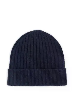 Boggi Milano Ribbed Cashmere Beanie - Blue
