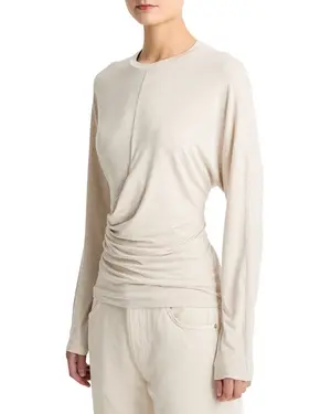 Vince Draped Long Sleeve Top - Heather Cream Oat