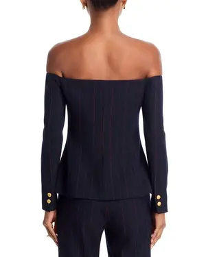 L'Agence Alice Off-shoulder Pinstripe Blazer