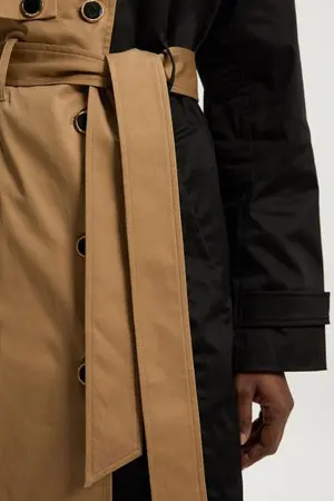 Karen Millen Color Block Belted Tailored Trench Coat