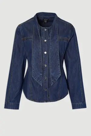Karen Millen Denim Pussybow Blouse