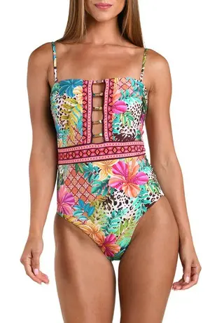 SUNSHINE 79 Paradise Heat Jewel Cutout One-piece Swimsuit - Blue Multi