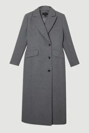 Karen Millen Wool Blend Tailored Maxi Coat - Grey Marl