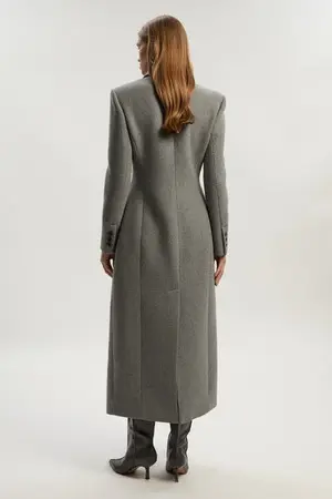 Karen Millen Wool Blend Tailored Maxi Coat - Grey Marl