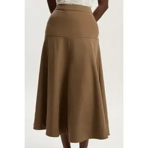 Karen Millen Viscose Blend Tailored Full Skirt - Camel