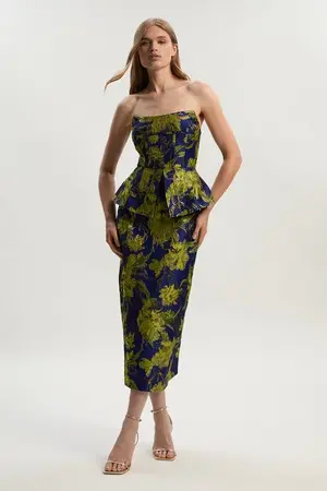 Karen Millen Floral Jacquard Petite Midi Pencil Dress - Multi