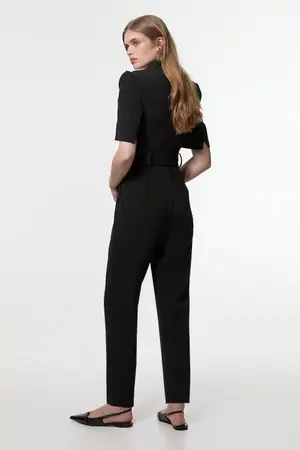 Karen Millen Structured Crepe Belted Jumpsuit