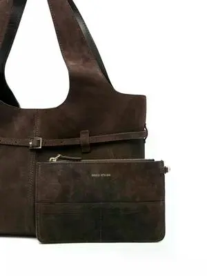 Manu Atelier Buckle-detail Suede Tote - Brown
