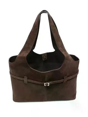 Manu Atelier Buckle-detail Suede Tote - Brown