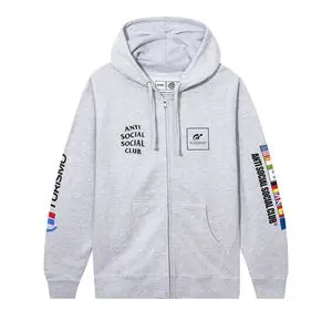 ANTI SOCIAL SOCIAL CLUB X Gran Turismo Flag Zip Hoodie - Grey