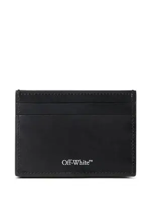 Off-White Diagonal Leather Card Holder - Black