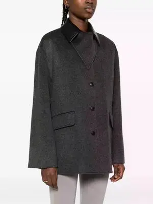 Nanushka Wool Jacket With Contrast Collar - Grey