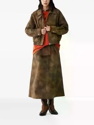 STUDIO TOMBOY Suede Panelled A-line Skirt