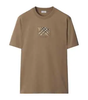 Burberry Burberry Cotton Check-Ekd T-Shirt Brown