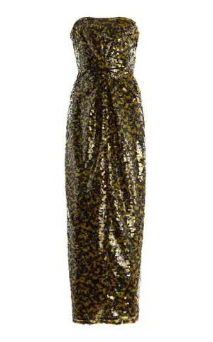 Staud Cece Sequined Midi Dress - Yellow