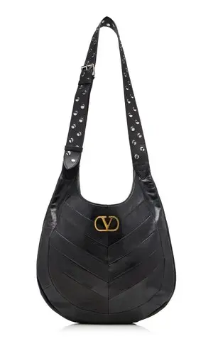 Valentino Garavani Vlogo Nappa Leather Hobo Bag - Black