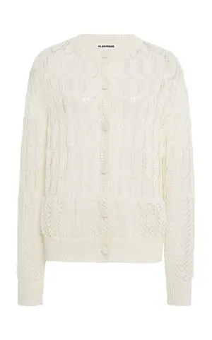 JIL SANDER Cotton Crochet Knit Cardigan