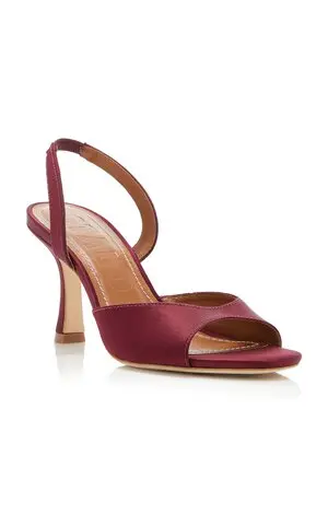Staud Brigitte Satin Slingback Sandals - Red