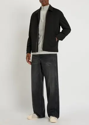 LES DEUX Logo-embroidered Twill Jacket - Black