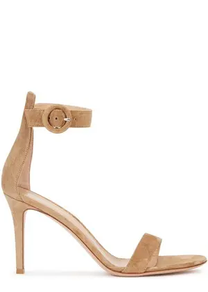 GIANVITO ROSSI Portofino 85 Suede Sandals Camel