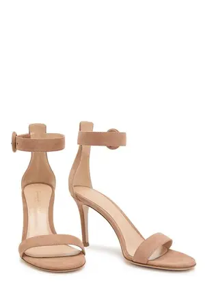 GIANVITO ROSSI Portofino 85 Suede Sandals - Nude